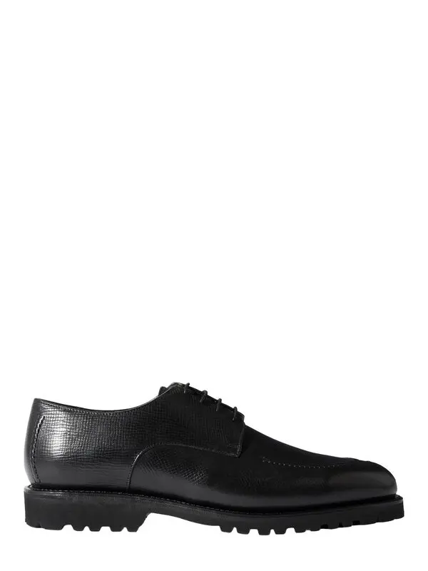 MAJORDOME L88 Split-toe Cross-grain Leather Derby Shoes - Black