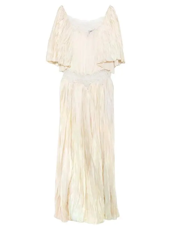 Rochas Lace Ruffled Dress - Neutrals