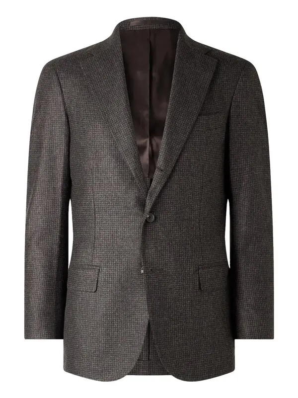 J. MUESER Waverly Puppytooth Wool Suit Jacket - Brown