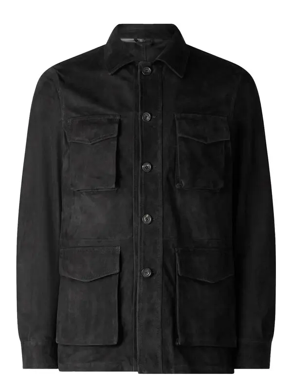 J. MUESER Suede Overshirt - Black