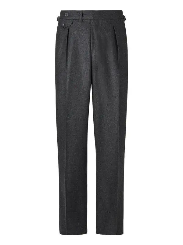 J. MUESER Waverly Straight-leg Pleated Wool-twill Suit Trousers - Gray