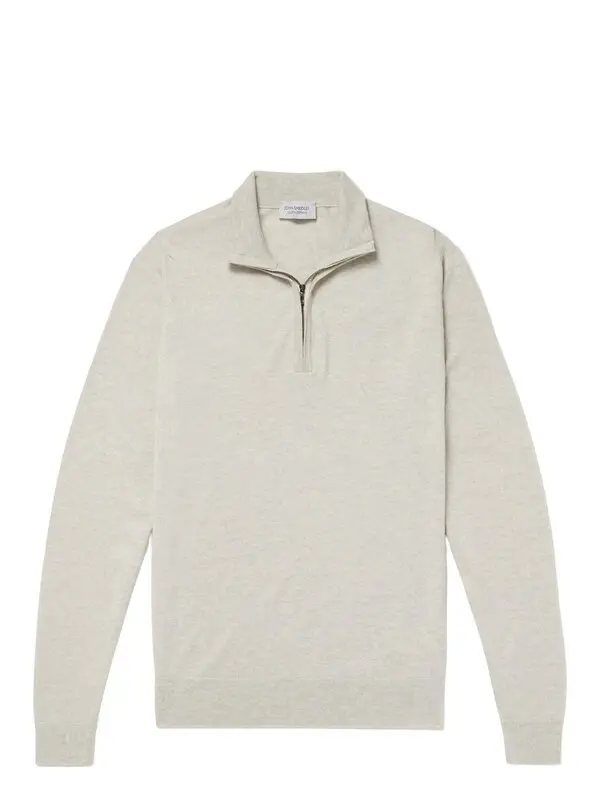 John Smedley Tapton Slim-fit Merino Wool Half-zip Sweater - Gray