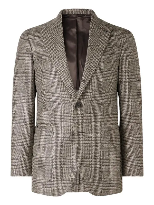 J. MUESER Prince Of Wales Checked Wool Blazer - Brown