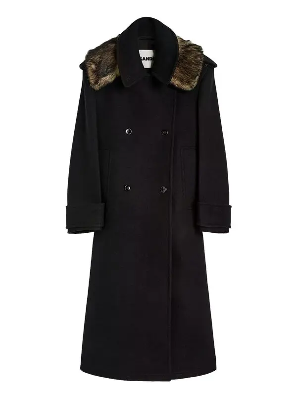 JIL SANDER Double-breasted Wool Coat - Black