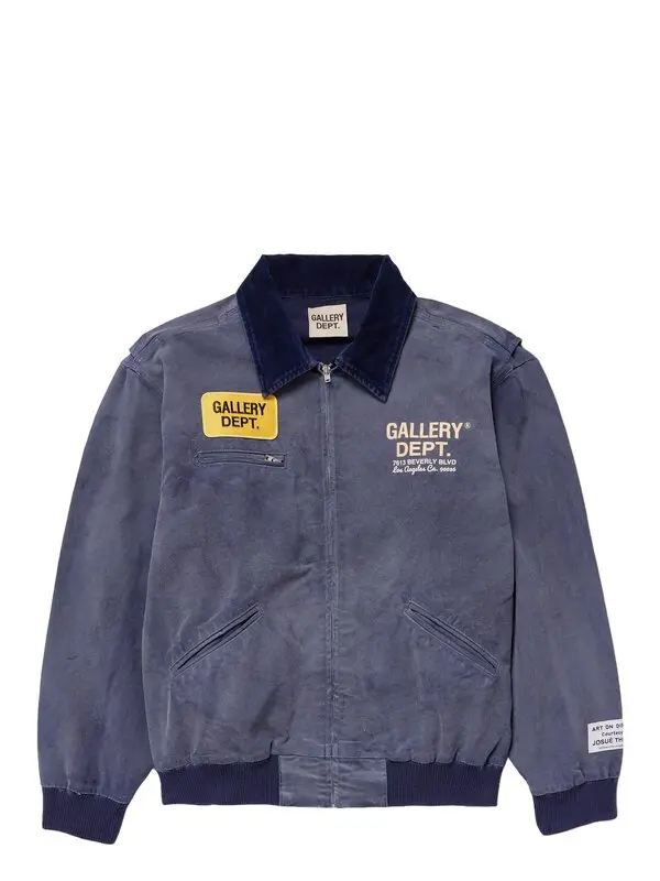 GALLERY DEPT. Corduroy-trimmed Logo-print Cotton Bomber Jacket - Blue