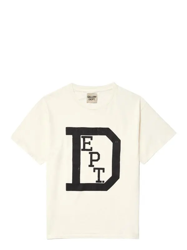 GALLERY DEPT. University Logo-print Cotton-jersey T-shirt - Neutrals