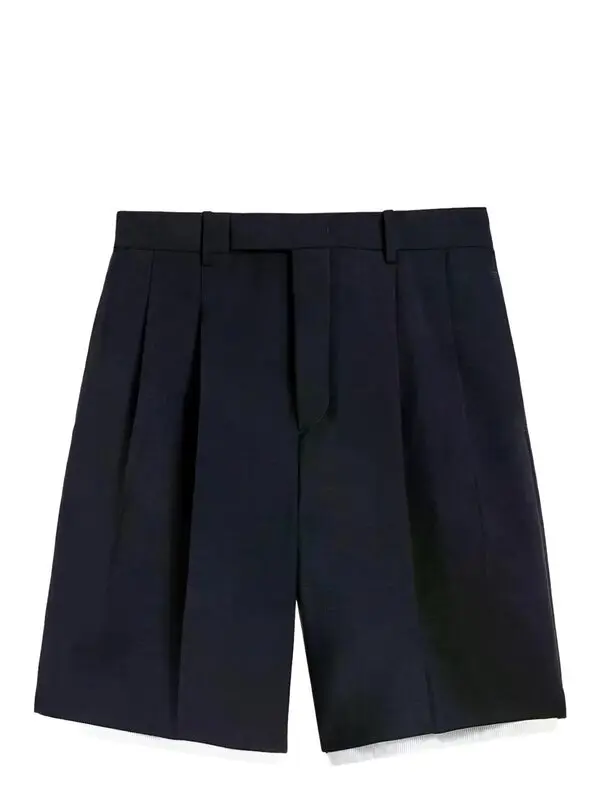 JIL SANDER Double-layer Wool Shorts - Blue