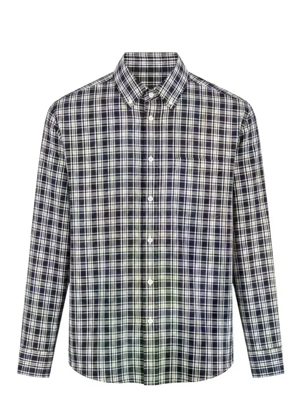 B.D.BAGGIES Bradford Plaid-pattern Chest-pocket Shirt - Blue