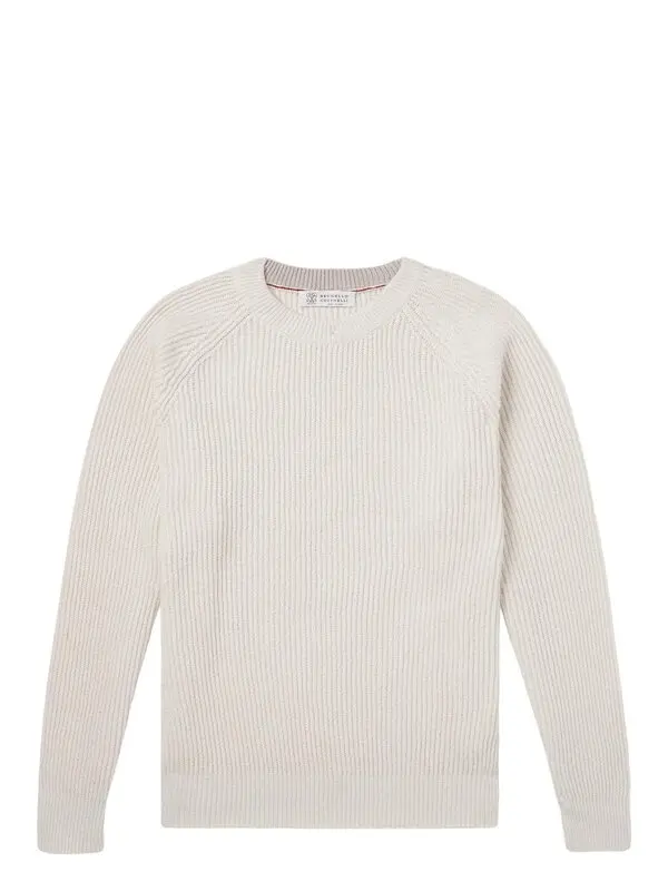 Brunello Cucinelli Ribbed Cotton Sweater - Neutrals