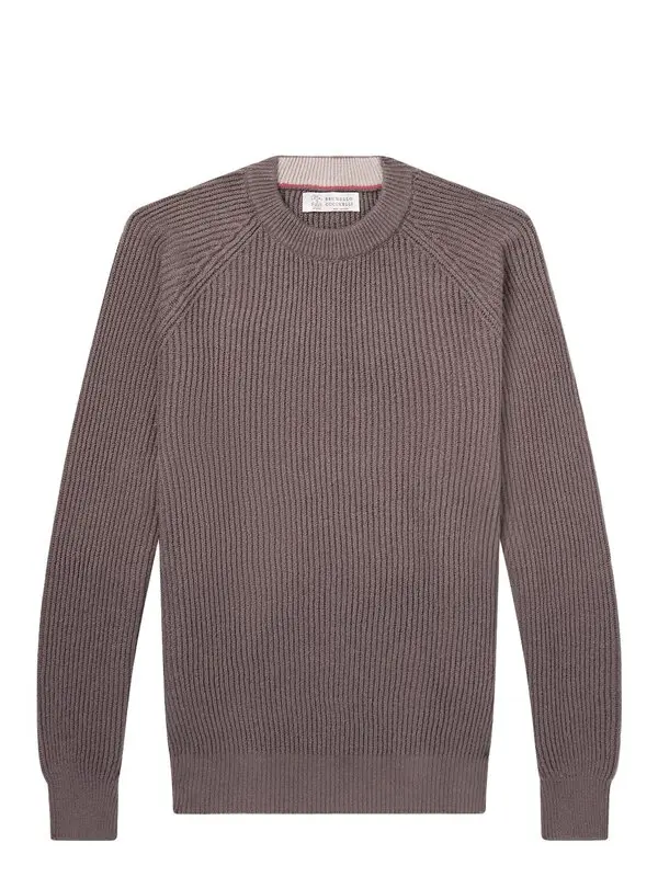 Brunello Cucinelli Ribbed Cotton Sweater - Brown