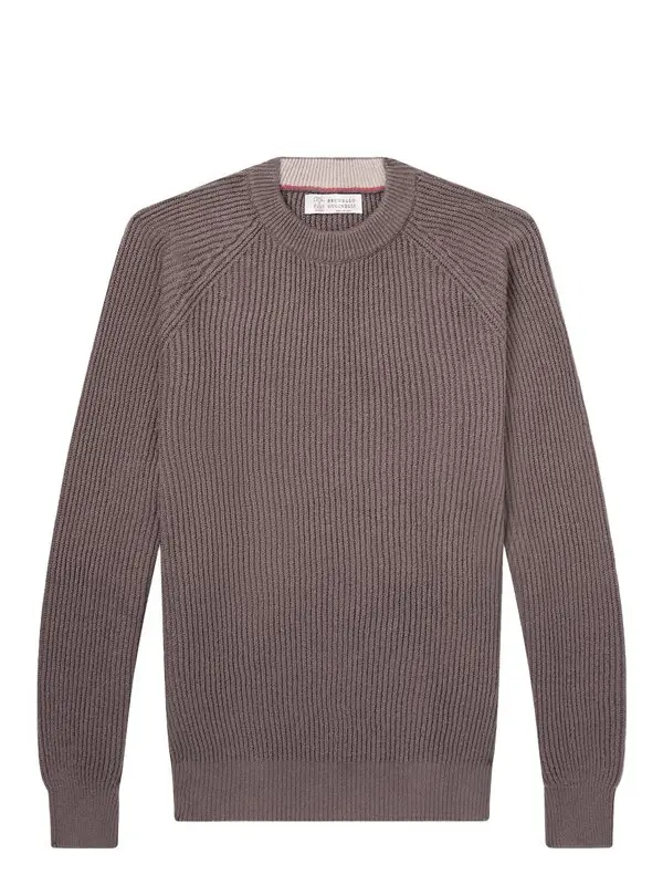 Brunello Cucinelli Ribbed Cotton Sweater - Brown