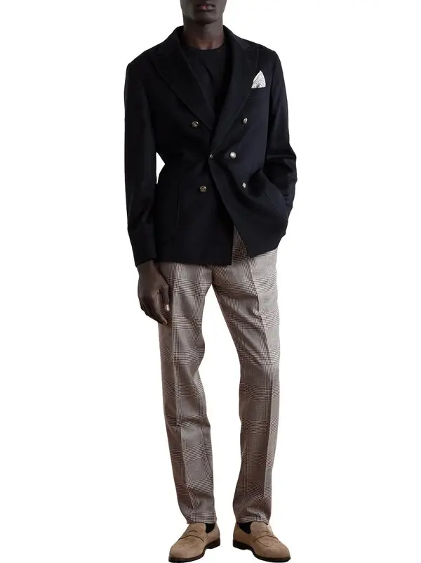 Brunello Cucinelli Straight-leg Prince Of Wales Checked Trousers - Brown