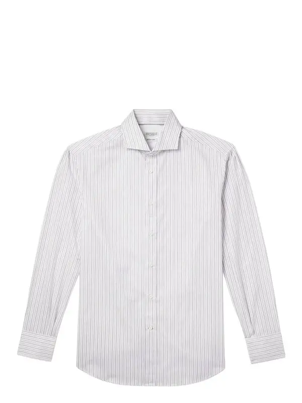 Brunello Cucinelli Striped Cotton-poplin Shirt - White