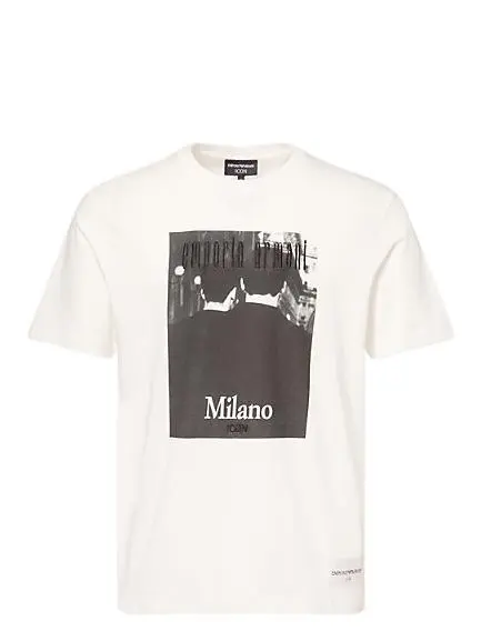 Emporio Armani Icon Archive Printed Cotton-jersey T-shirt - White Icon 1