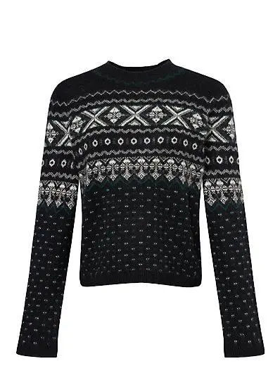 Vince Fair Isle Cashmere Jumper - Black/off White Combo