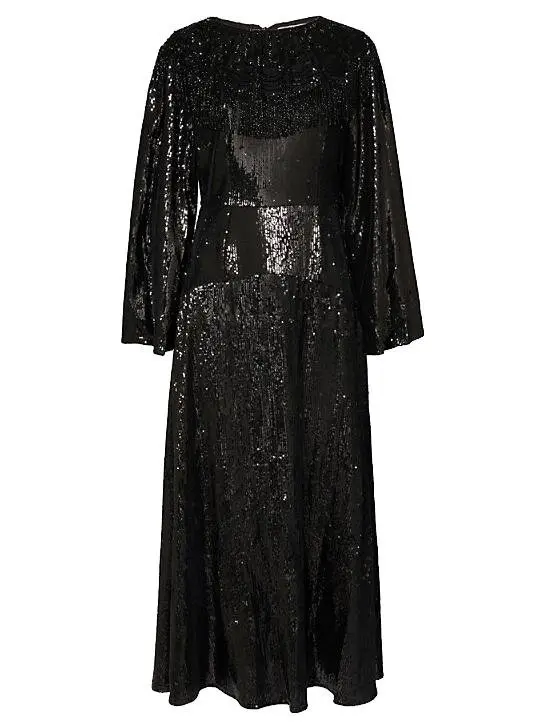 SISTER JANE Beaded-collar Embellished Maxi Dress - Black