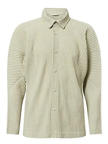 Issey Miyake Monthly Colors: October Pleated Knit Shirt - Wavellite Green