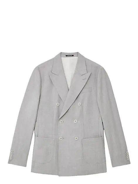 REISS Tyler Double-breasted Wool Blazer - Soft Grey