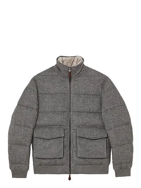 REISS Quilted Wool-blend Jacket - Grey