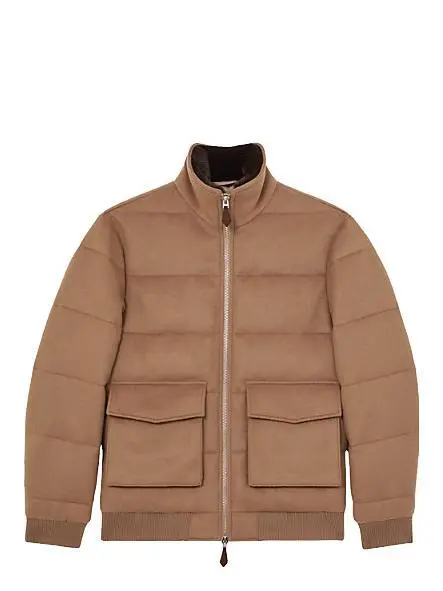 REISS Quilted Wool-blend Jacket - Light Brown