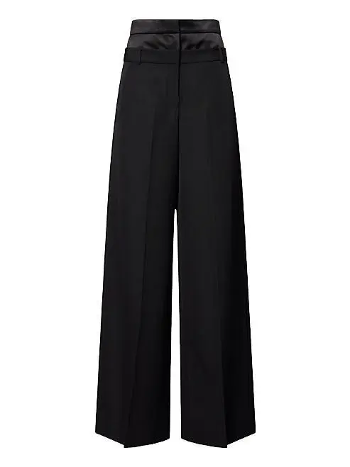 Erdem Wide-leg Wool Trousers With Double Waistband - Black