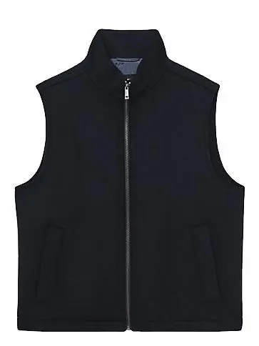 REISS Hewitt Side-pocket Wool-blend Gilet - Navy