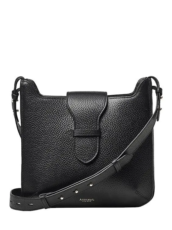 ASPINAL OF LONDON Ella Hobo Leather Cross-body Bag - Black