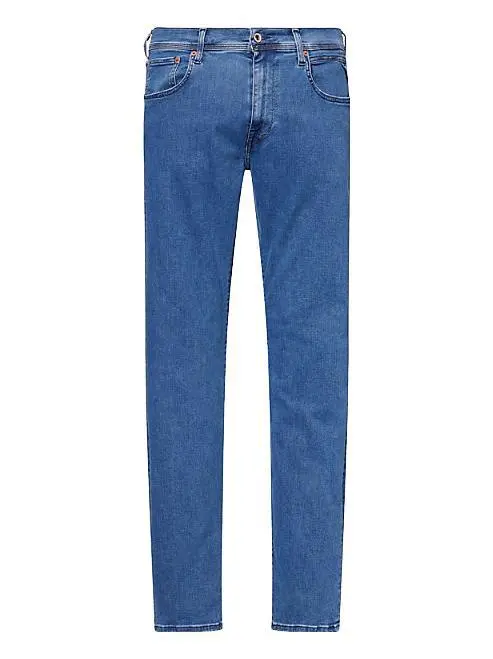 REPLAY Ariick Tapered-leg Stretch-denim Blend Jeans - Medium Blue