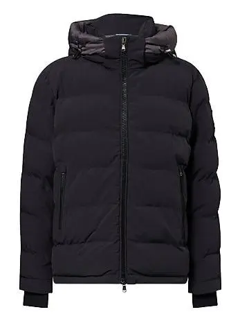 SANDBANKS Hooded Logo-patch Puffer Jacket - Black