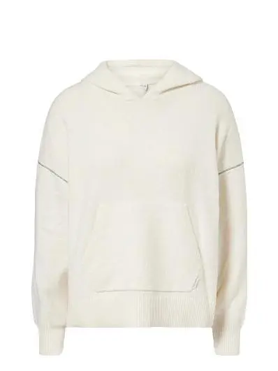 Calvin Klein Oversized Contrast-seam Plush-terry Hoody - Ivory