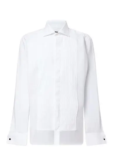 OSCAR JACOBSON Regular-fit Tuxedo Cotton Shirt - Optical White