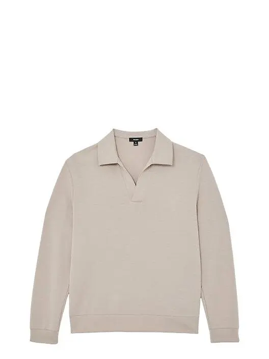 REISS Pearson Open-collar Stretch-jersey Sweatshirt - Stone