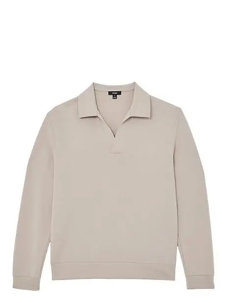 REISS Stretch-jersey Sweatshirt With Open Collar - Stone