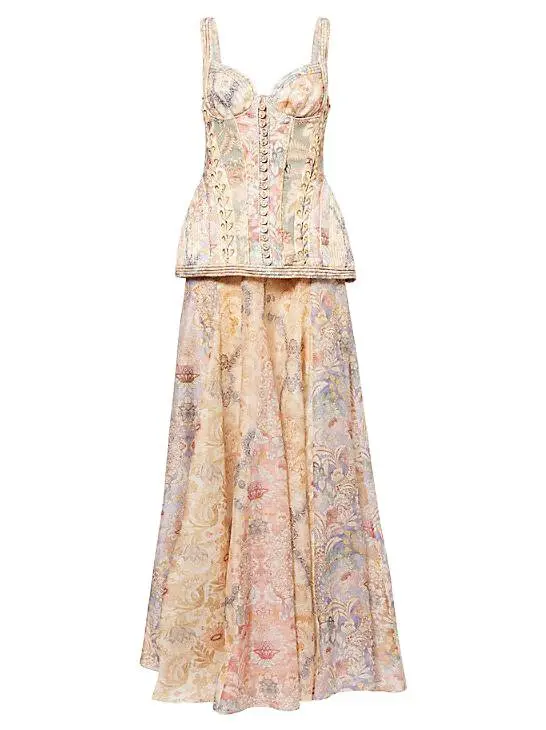 Zimmermann Rebellion Corded Linen Maxi Dress - Spliced Floral
