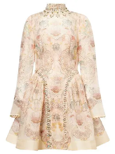 Zimmermann Rebellion Beaded Mini Dress - Pink Floral