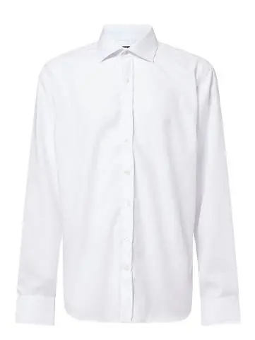OSCAR JACOBSON Cut Away Regular-fit Cotton Shirt - Optical White