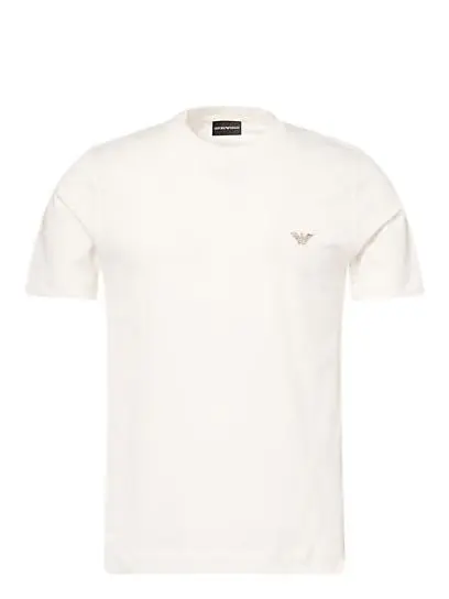 Emporio Armani Eagle-embroidery Relaxed-fit Cotton-jersey T-shirt - Off White