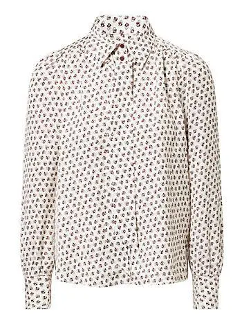 ME+EM Micro Paisley Print Tie Woven Blouse - Light Cream Multi