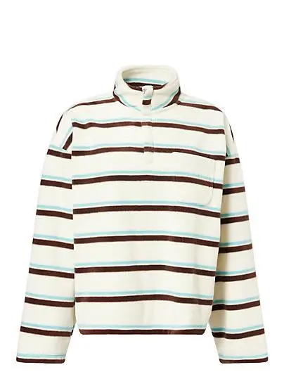 SISTERS & SEEKERS Striped Fleece Polo Jumper - Multi Stripe