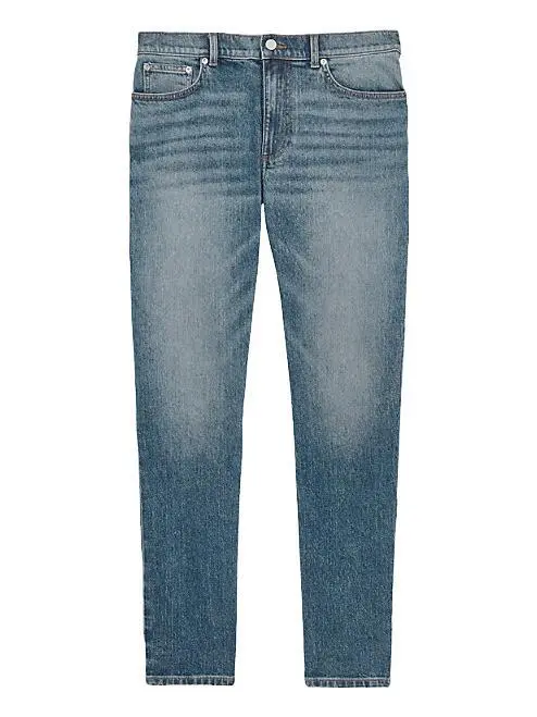 REISS Picton Slim-fit Stretch-cotton Jeans - Washed Indigo Green Cast