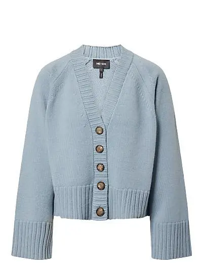ME+EM V-neck Wool And Cashmere Cardigan - Powder Blue