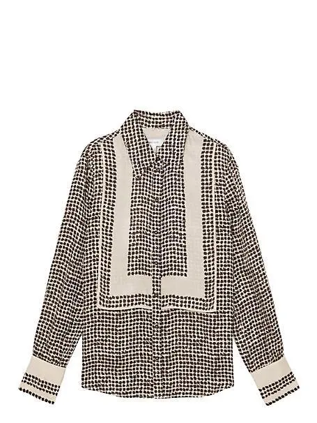 REISS Tile-print Woven Shirt - Ivory Black