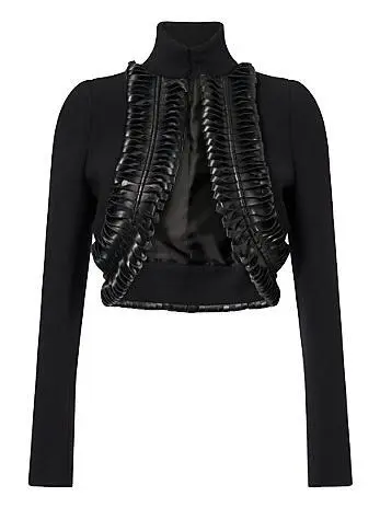 Alaïa Cropped Braided Woven Jacket - Noir Alaia