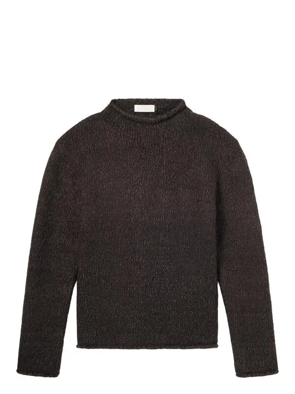 AMOMENTO Cotton-blend Mock-neck Sweater - Brown