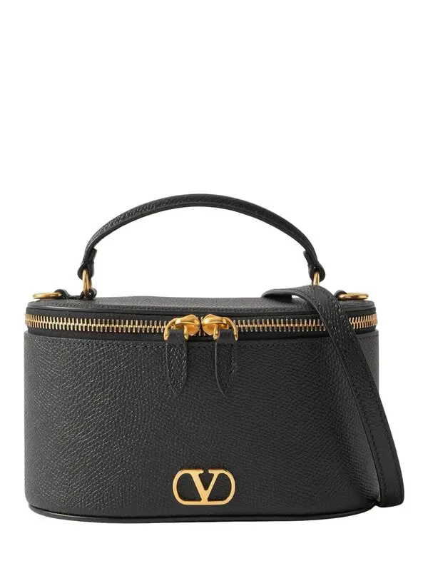 Valentino Garavani Vanity Case Textured-leather Shoulder Bag - Black