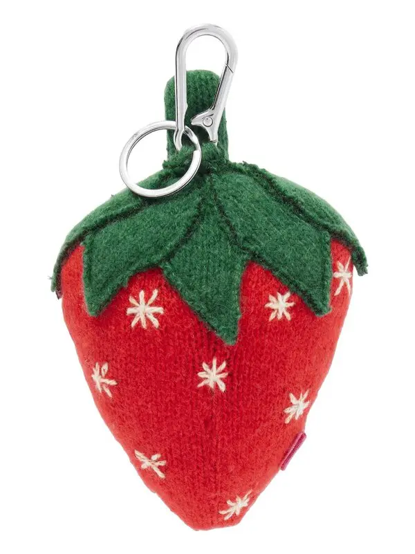 THE ELDER STATESMAN Strawberry Cashmere Keychain - Red