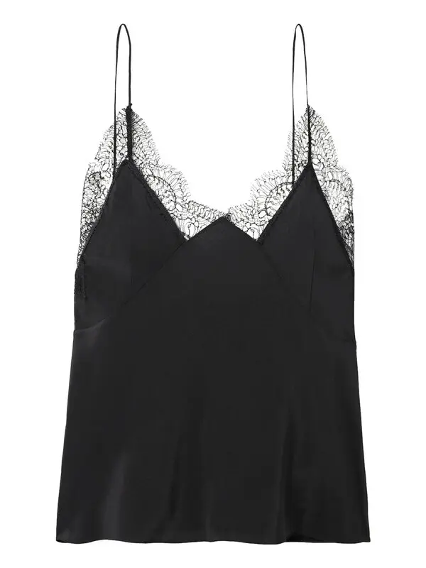 Sharon Wauchob Capucines Scalloped Lace-trimmed Silk Crepe De Chine Camisole - Black