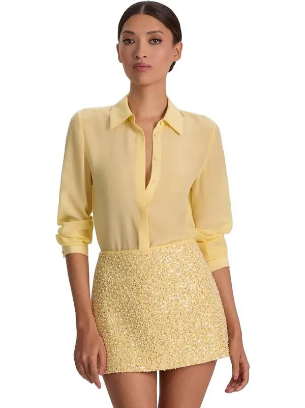 Alice + Olivia Willa Silk Blouse - Yellow