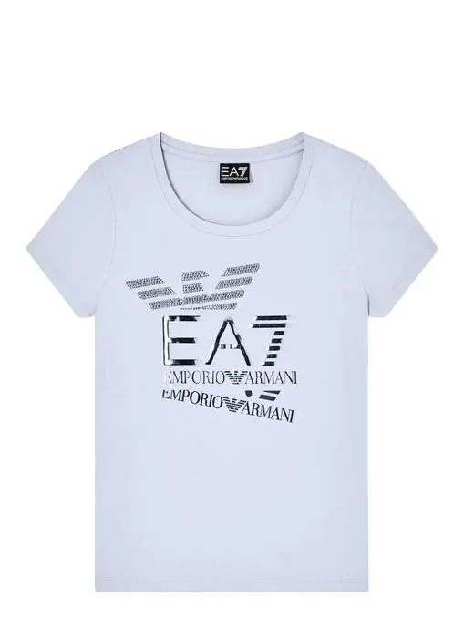 EA7 Logo Series Stretch Jersey T-shirt - Blue