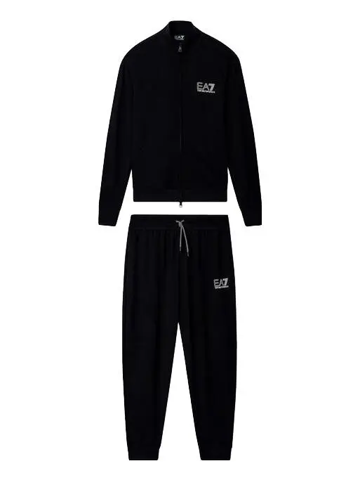Emporio Armani Jersey Tracksuit With Logo Details - Black